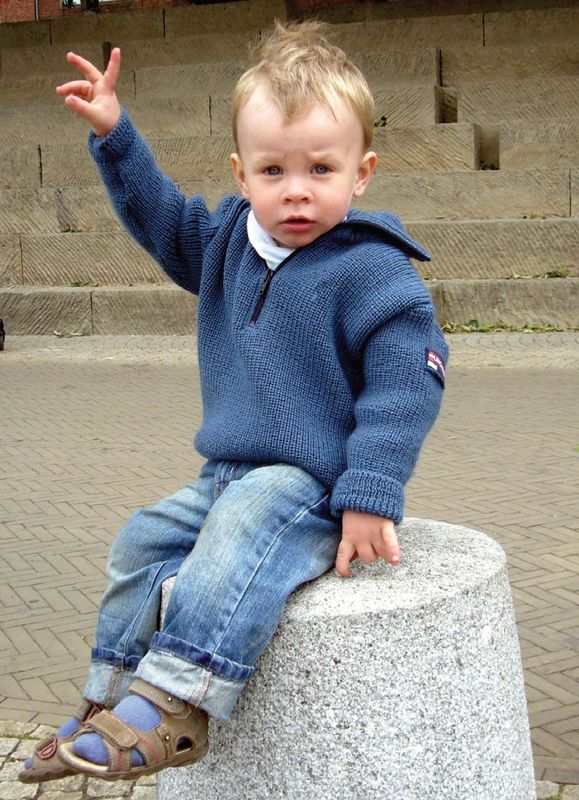 Kinder-Troyer Leuchtfeuer Moses 128 rot - Troyer und Seemannspullover